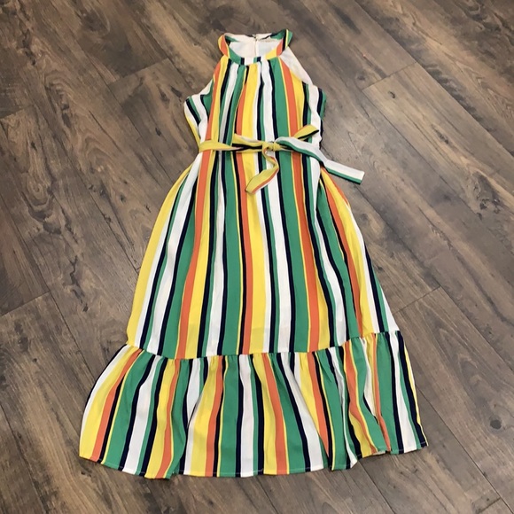 Gilli | Dresses | Gilli Midi Dress With Drop Hem And Tie Waist In Bold ...